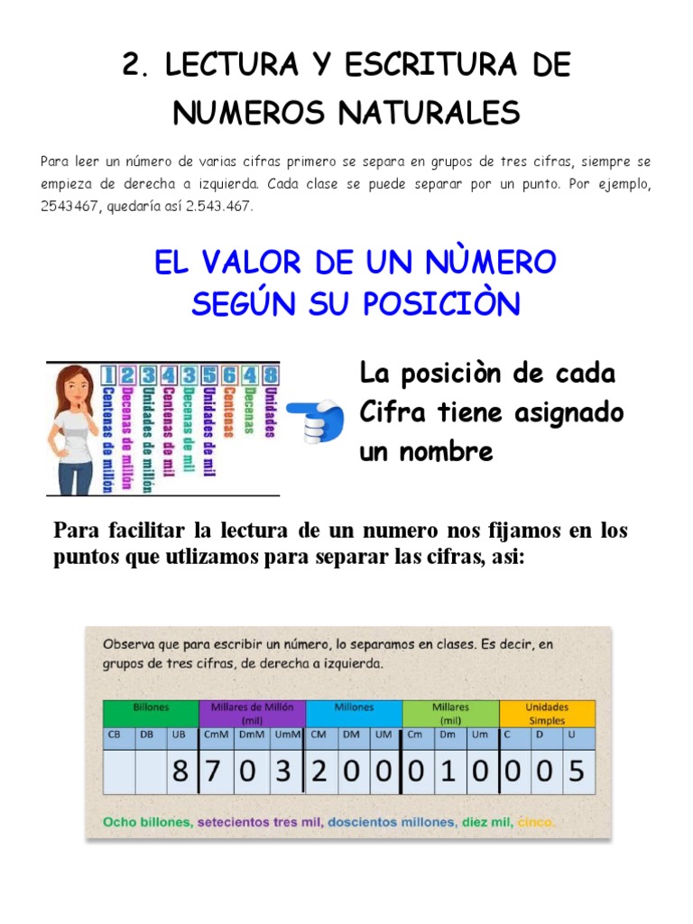 2. LECTURA Y ESCRITURA DE NUMEROS NATURALES | PDF