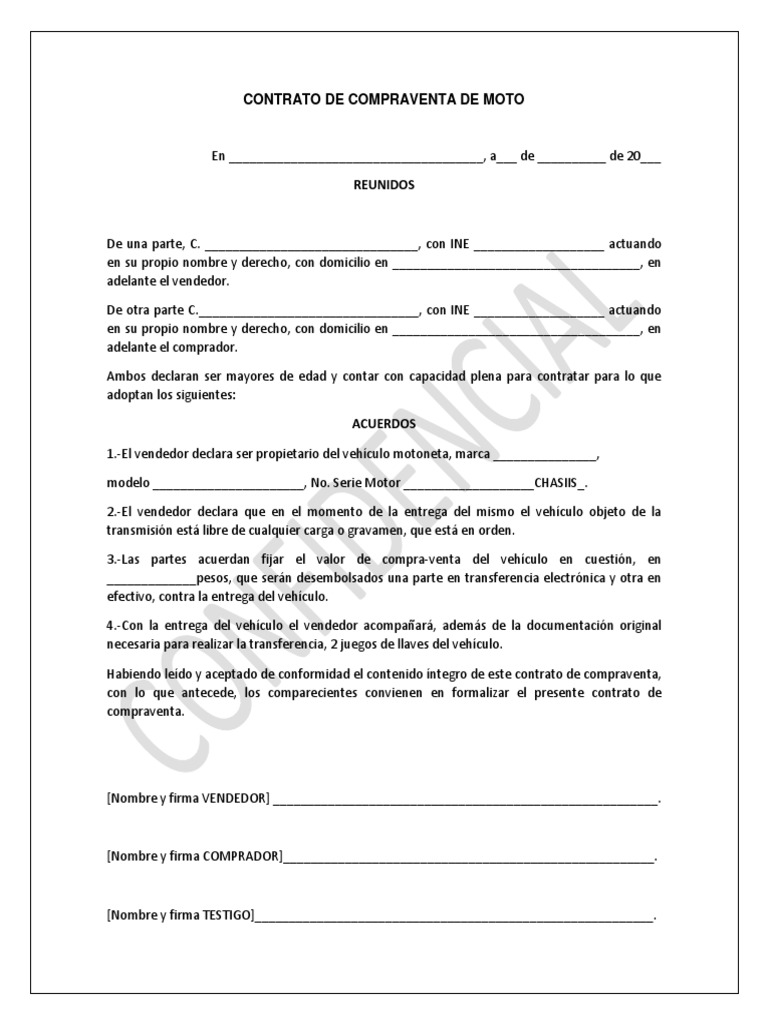 Contrato de Compraventa de Moto | PDF