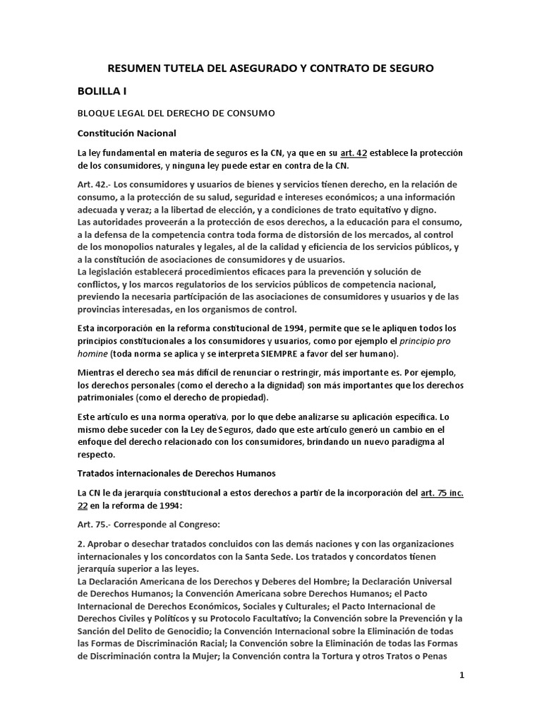Resumen Tutela Del Asegurado y Contrato de Seguro | PDF | Aprendizaje automático | Seguro