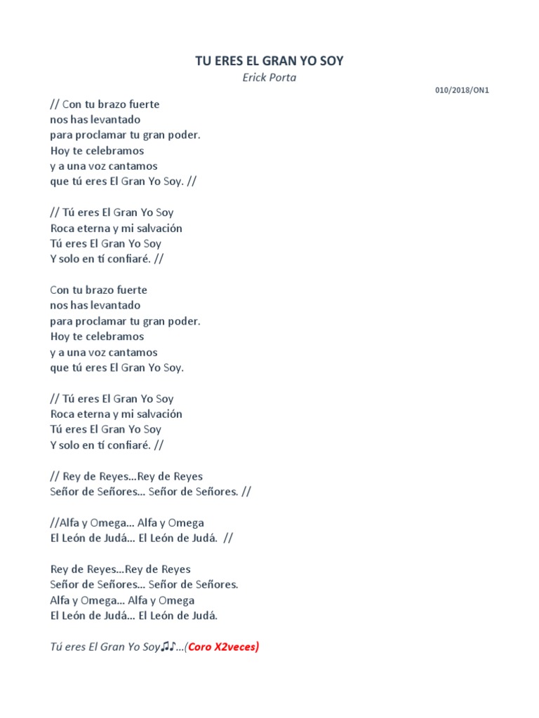 28 Tu Eres El Gran Yo Soy - Erick Porta | PDF