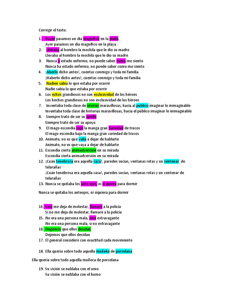 Corrección de Errores Ortográficos Comunes | PDF