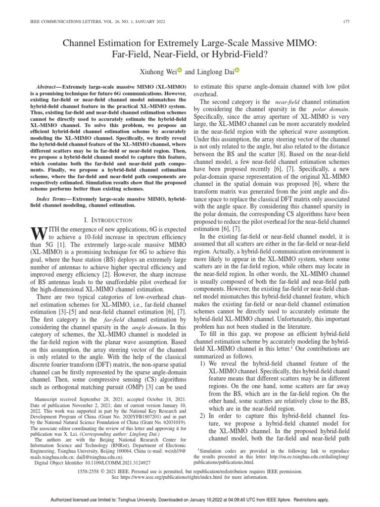 Channel Estimation For Extremely Large-Scale Massive MIMO Far-Field Near-Field or Hybrid-Field ...
