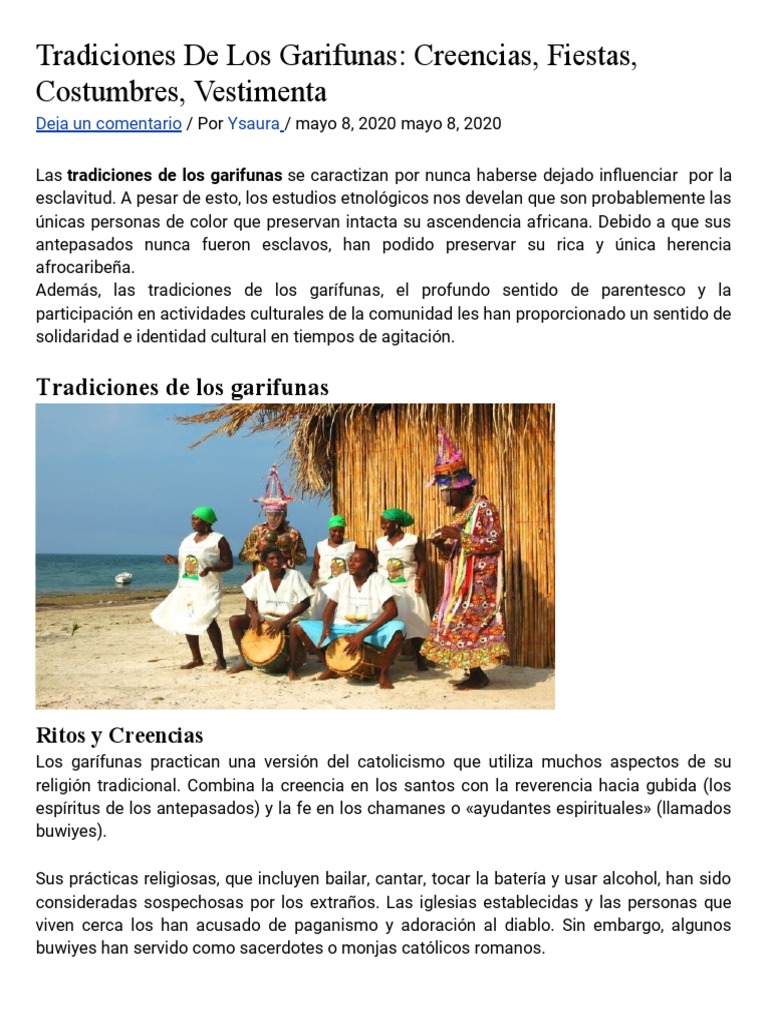 Tradiciones de Los Garifunas | PDF | Bailes | Tradiciones
