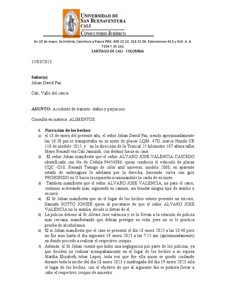 Concepto Juridico SINIESTRO Johan David | PDF | Castigos | Justicia