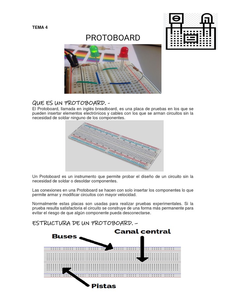 Qué es y cómo funciona un protoboard | PDF | Ciencias fisicas ...