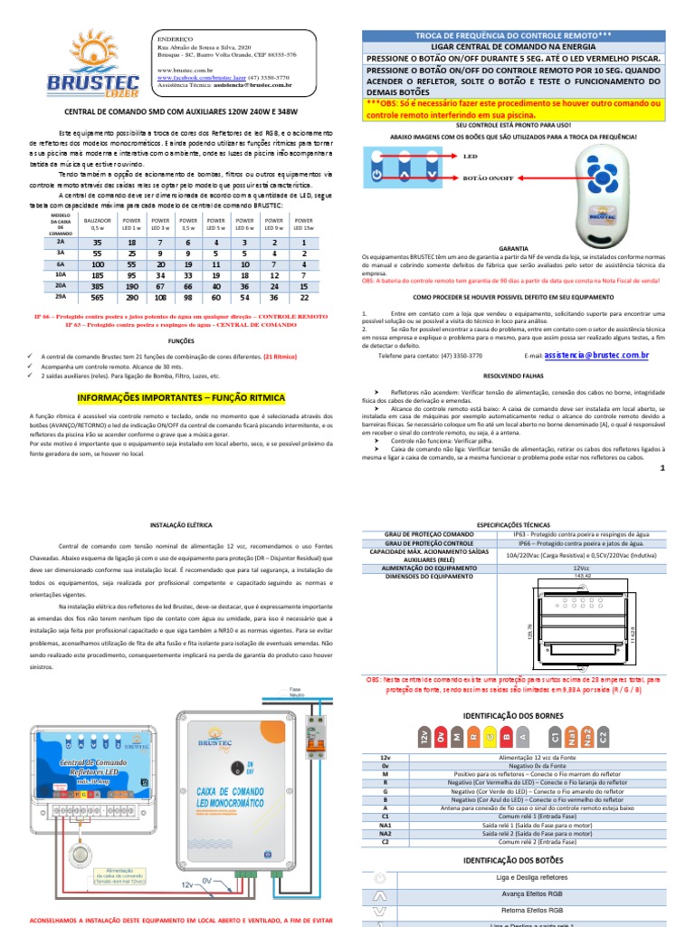 11.0205 11.0206 11.0153 Manual Central de Comando SMD Com Auxiliares 120W 240W e 348W | PDF ...