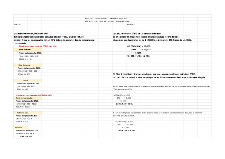 Hoja de Cálculo Del ITBIS - Impuestos | PDF | Economias