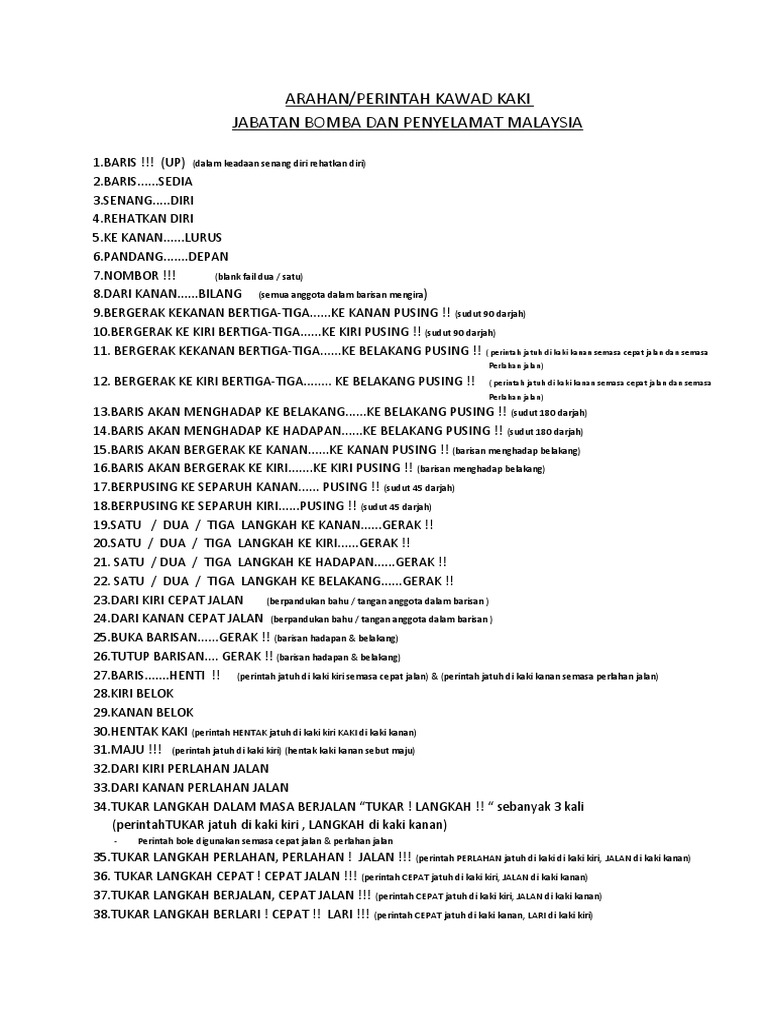 Arahan Perintah Kawad Kaki | PDF