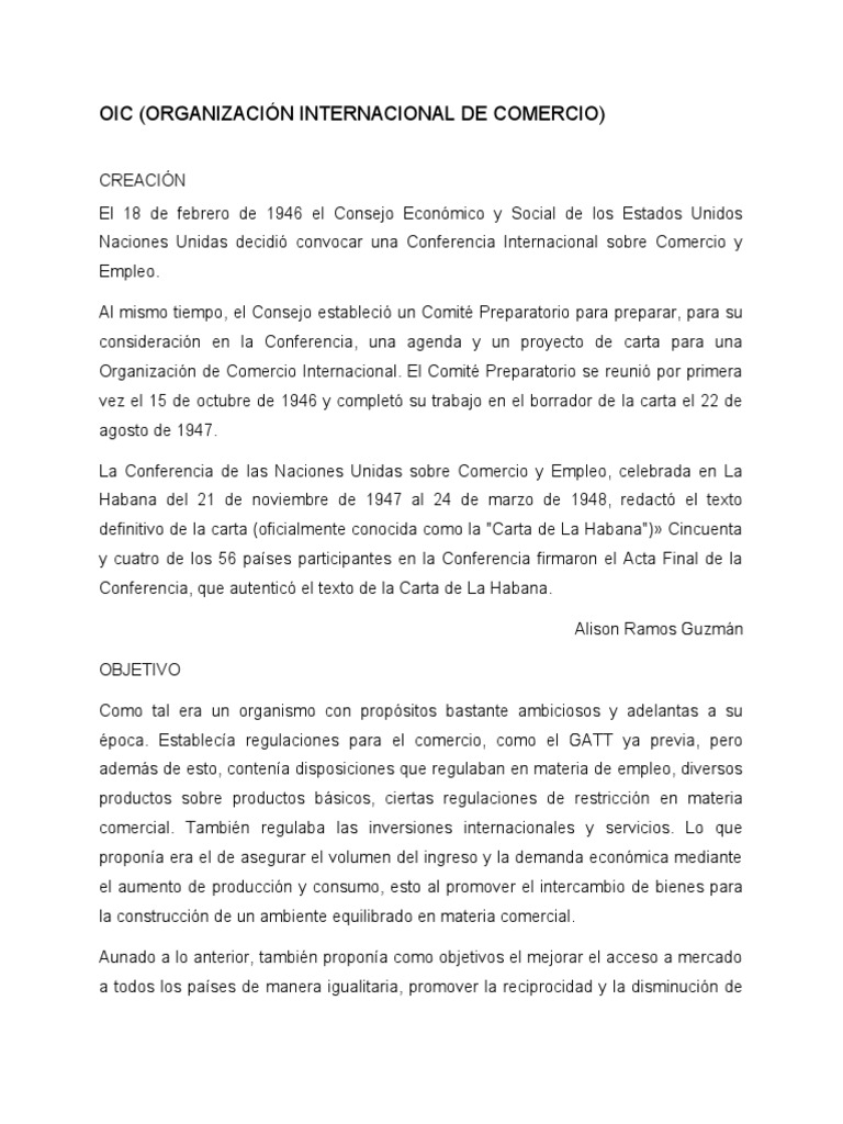 Organizacion Internacional Del Comercio | PDF | Organización de ...