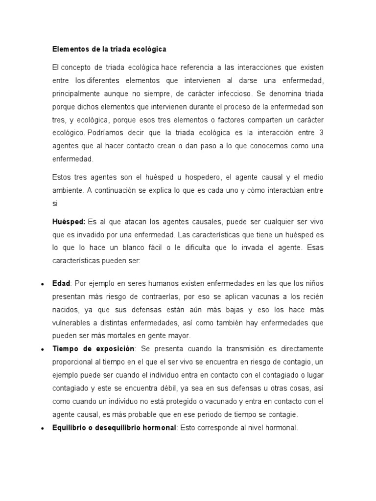 Elementos de la triada ecológica | PDF | Cuidado de la salud | Medicina ...