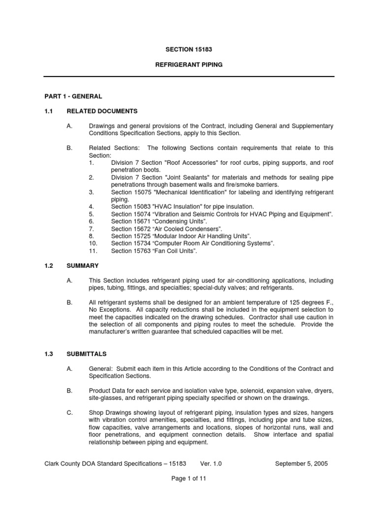 Section 15183 - Refrigerant Piping | PDF | Pipe (Fluid Conveyance) | Valve