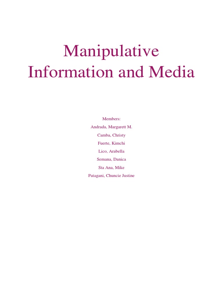 Understanding Manipulative Media | PDF | Media Manipulation | Information
