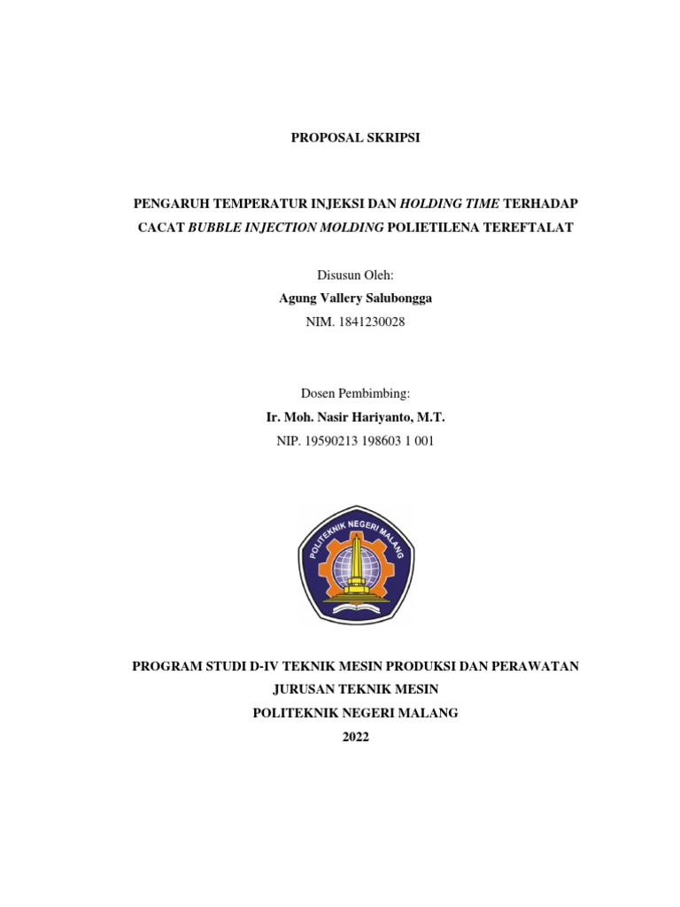Pengaruh Temperatur Injeksi Dan Waktu Tahan Plastik PET Terhadap Cacat ...