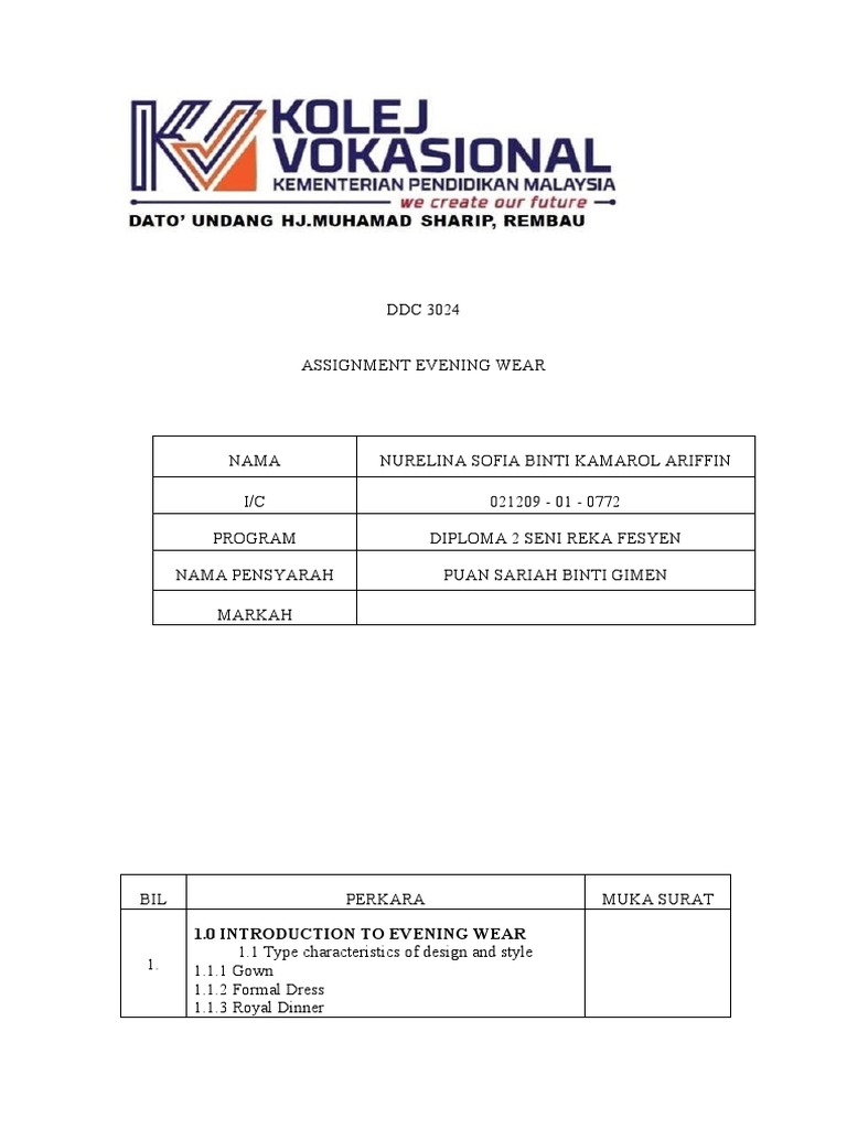 Assignment Evening Dress | PDF