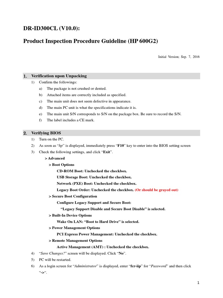 EN - DR-ID300CL V10 - 0 Product Inspection Procedure | PDF | Dvd ...