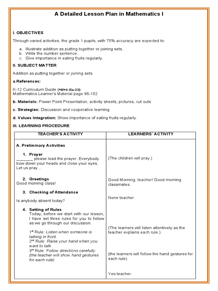 LP Grade 1 | PDF | Teachers | Prayer