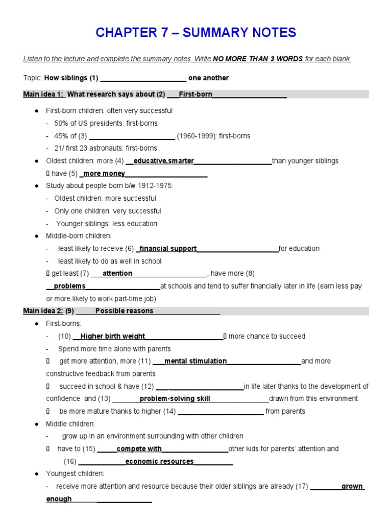 Chapter 07 - Summary Notes | PDF | Sibling | Kinship And Descent