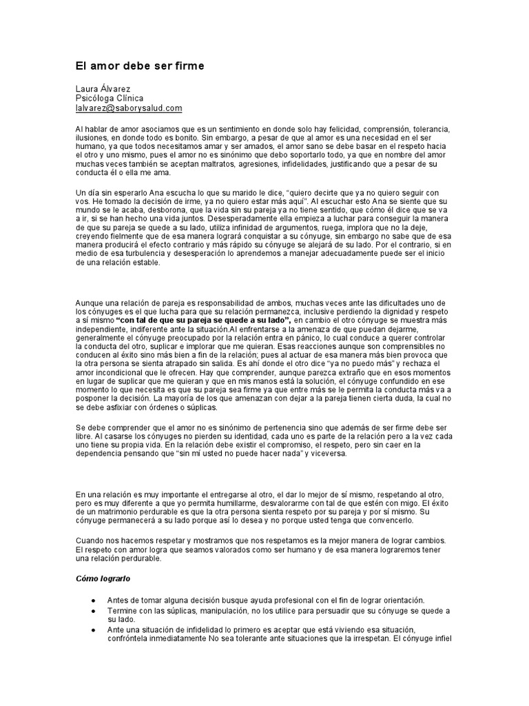 El Amor Debe Ser Firme | PDF | Amor