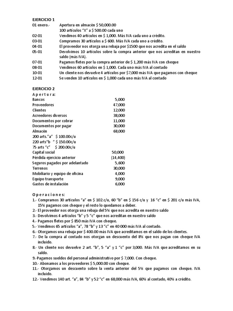 Ejercicios de Inventarios Perpetuos | PDF