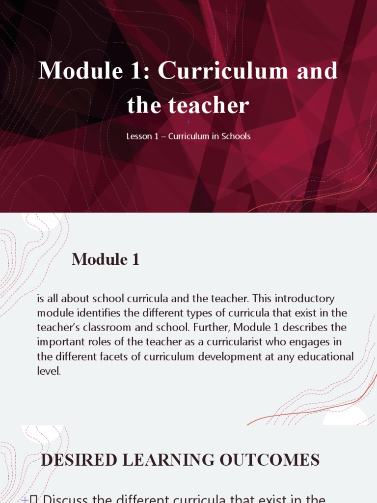 Module 1 - LESSON 1 | PDF | Curriculum | Teachers