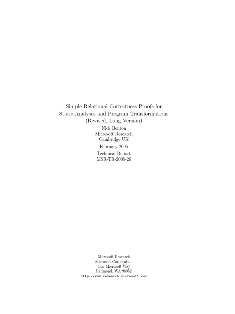 A Relational Approach To Proving The Correctness Of Static Program Analyses And Optimizing