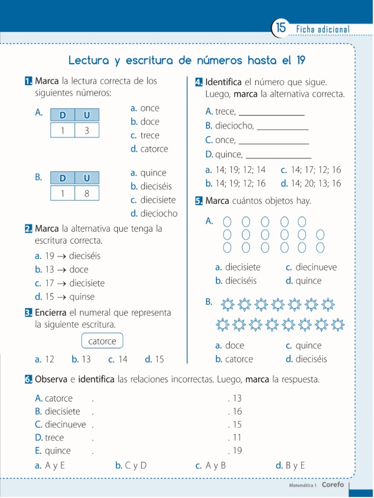 Unidad 3. Letra y Escritura de Numeros Hasta El 19 | PDF