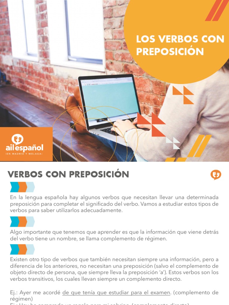 Taller Presentacion Espanol Verbos Preposicion | PDF | Verbo