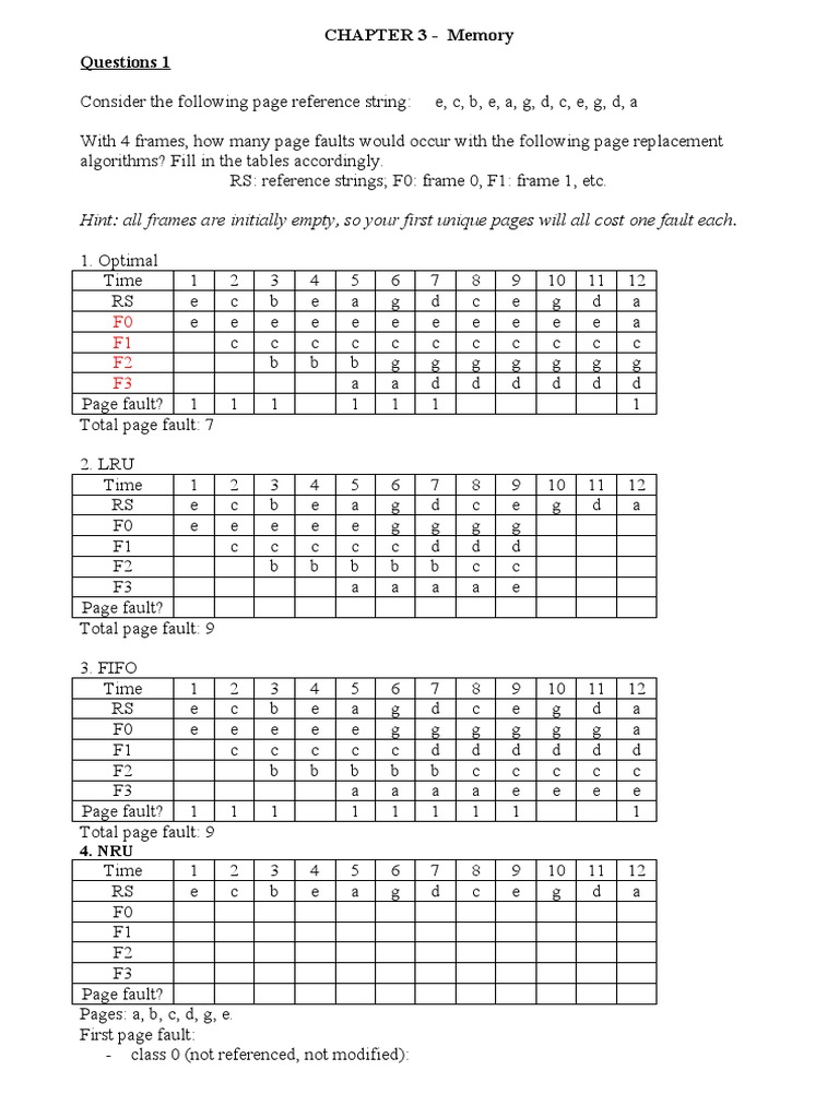 Exercise 4 - Memory Page Replacement | PDF | Computer Hardware | Computer Memory
