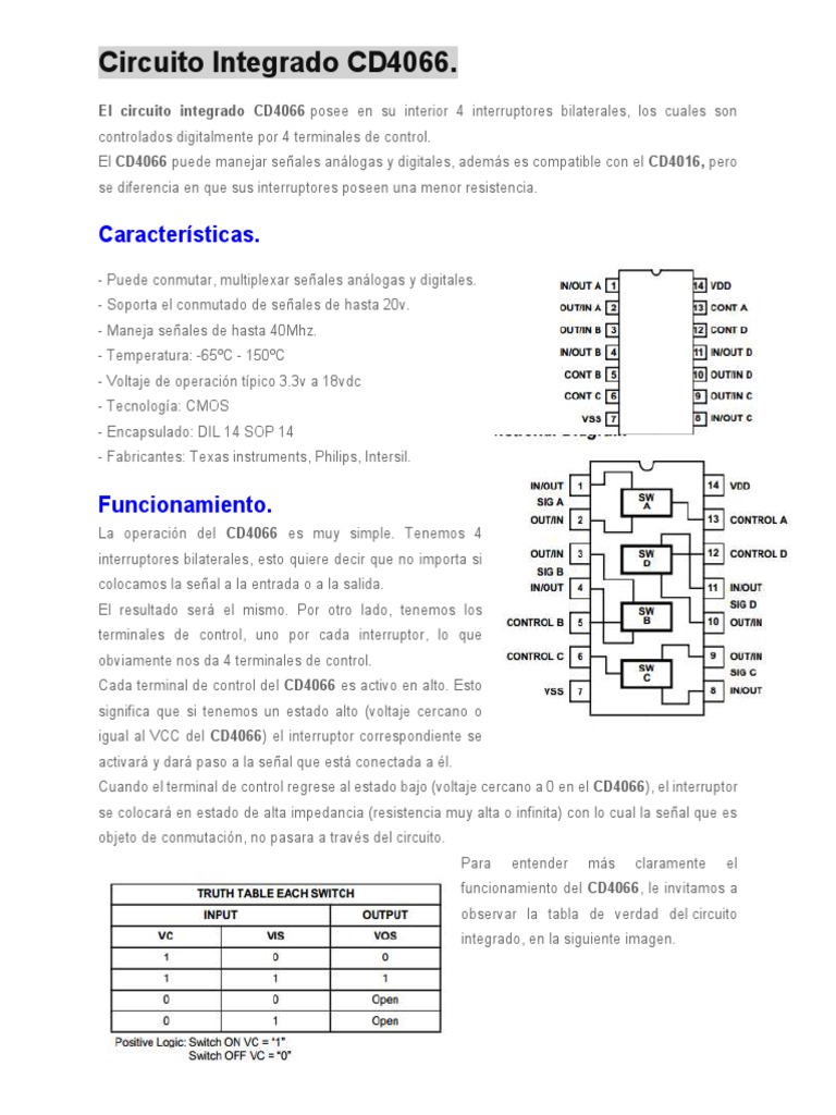 Circuito Integrado CD4066 | PDF | Informática