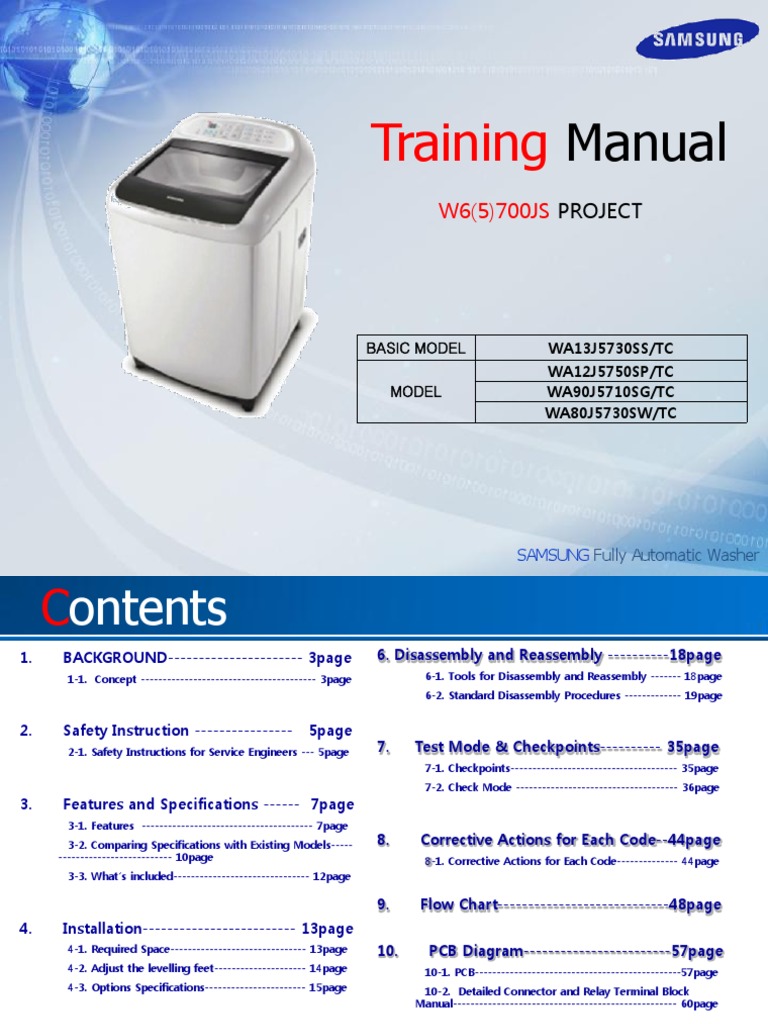 Training Manual W5700J 2016.02.02 PDF | PDF | Washing Machine | Ac ...