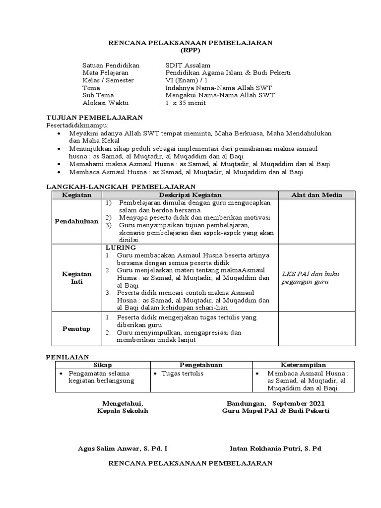 RPP Kelas 6 SMT 1 2021 | PDF | Karier & Perkembangan | Sains & Matematika