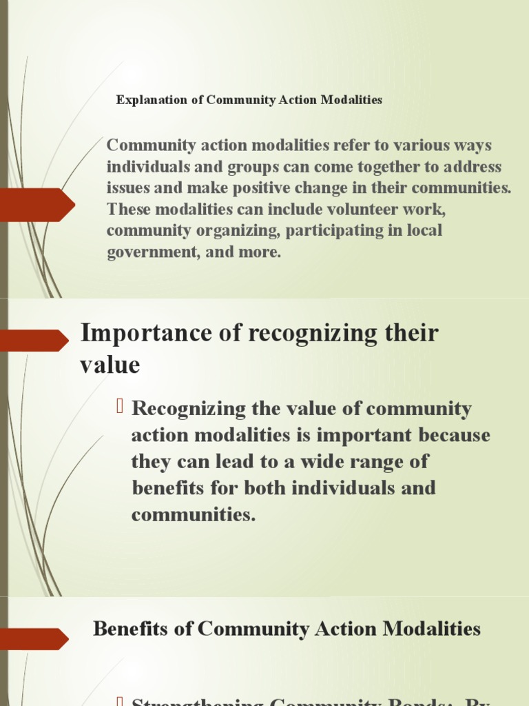Community Action Modalities Explained | PDF | Community | Volunteering