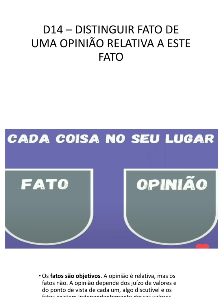 D14 - Distinguir Fato de Uma Opinião Relativa | PDF