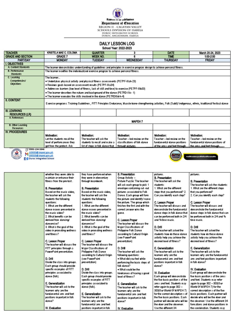 Analyzing Student Progress in Achieving Fitness and Dance Performance ...