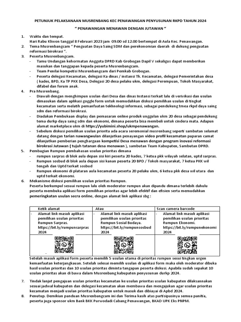 Petunjuk Musren RKPD Tahun 2024 | PDF