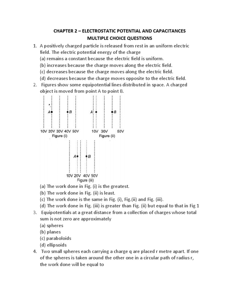 Physics MCQs on Electrostatics | PDF | Capacitor | Electrostatics