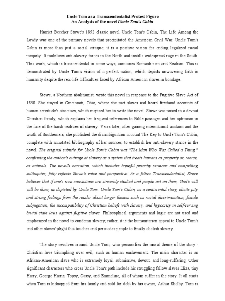 A Critical Analysis of Uncle Toms Cabin-Ilert-pobe | PDF | Uncle Tom's ...