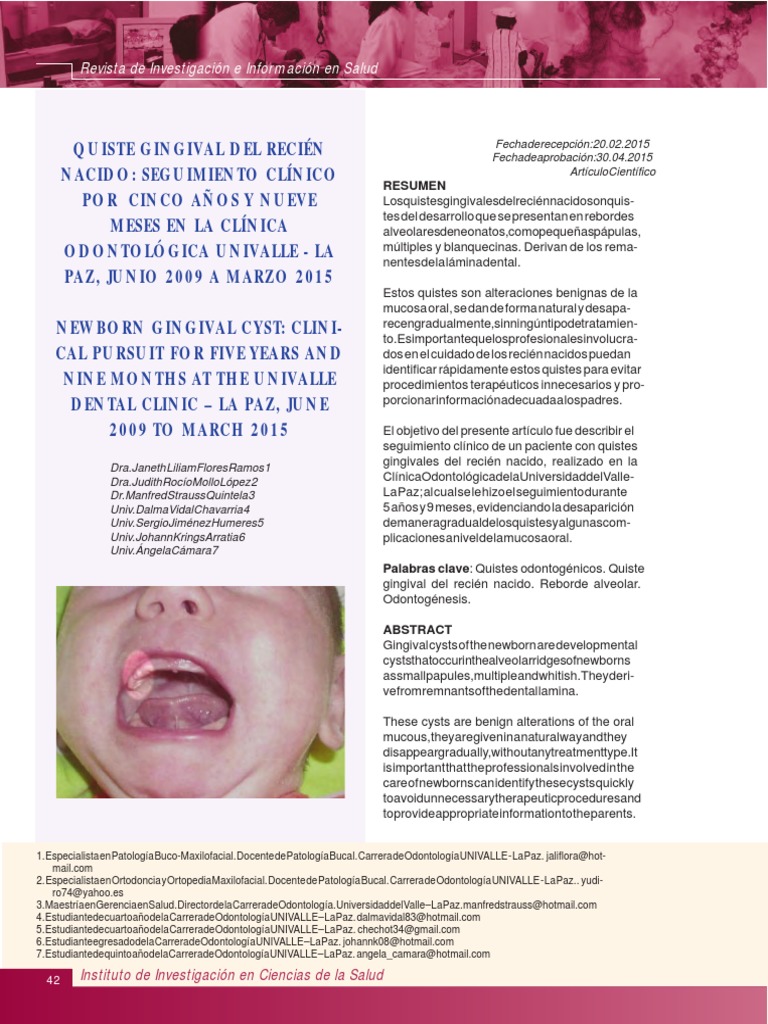Quiste Del Recien Nacido | PDF | Boca | Ramas de Odontología