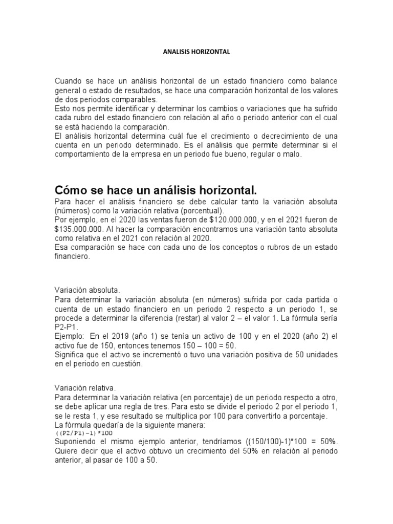 Analisis Horizontal y Vertical | PDF | Estado de resultados | Economias