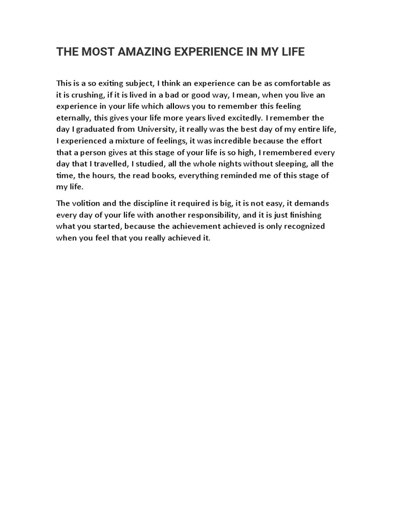 My Best Life Experience: Graduation | PDF