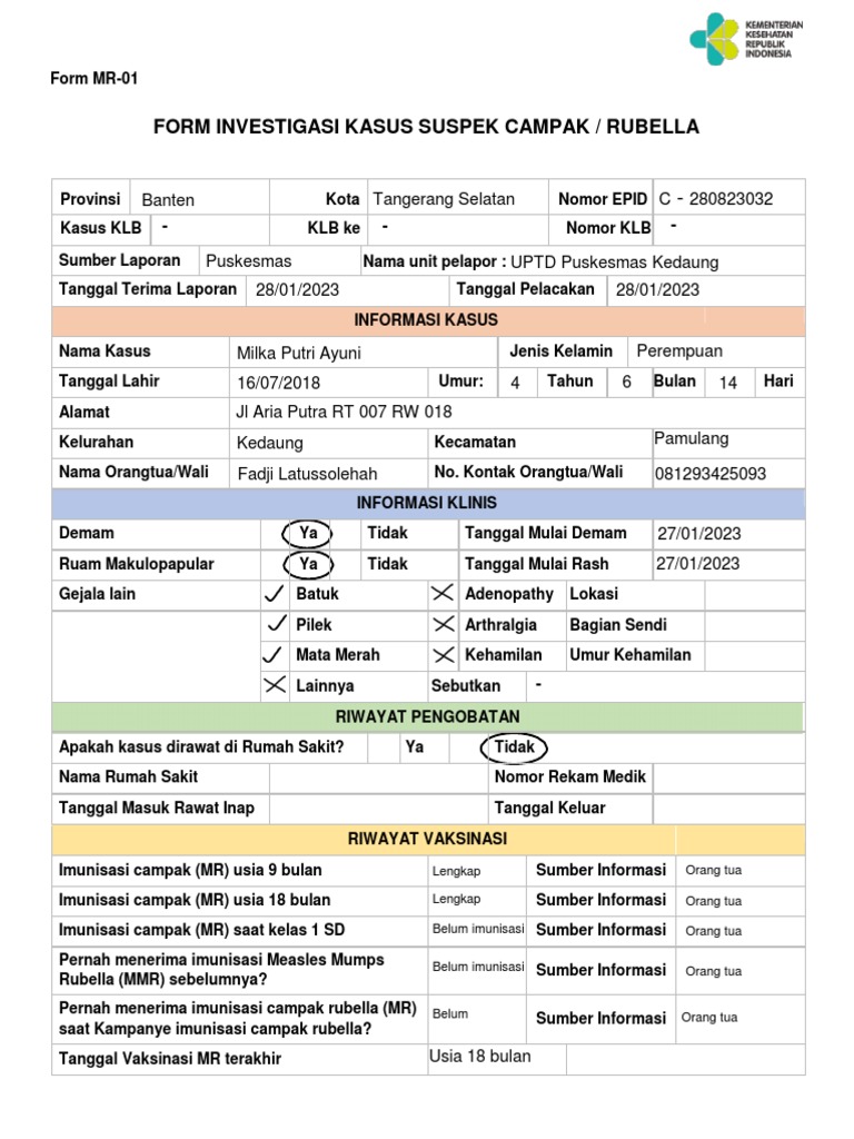 Form MR01 Milka Putri | PDF