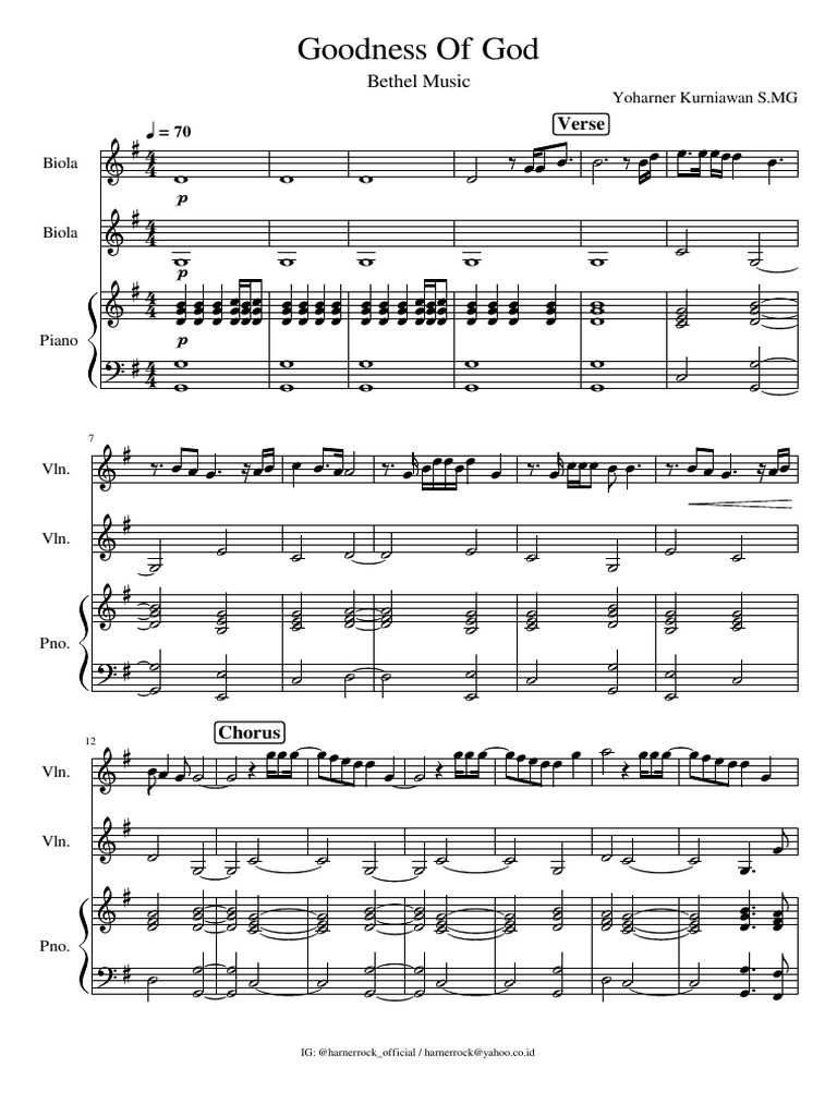 Goodness of God - Violin Duet Piano - by Harner PDF | PDF