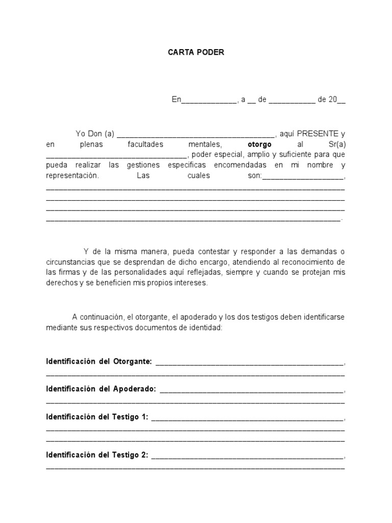CARTA PODER FORMATO PARA LLENAR | PDF