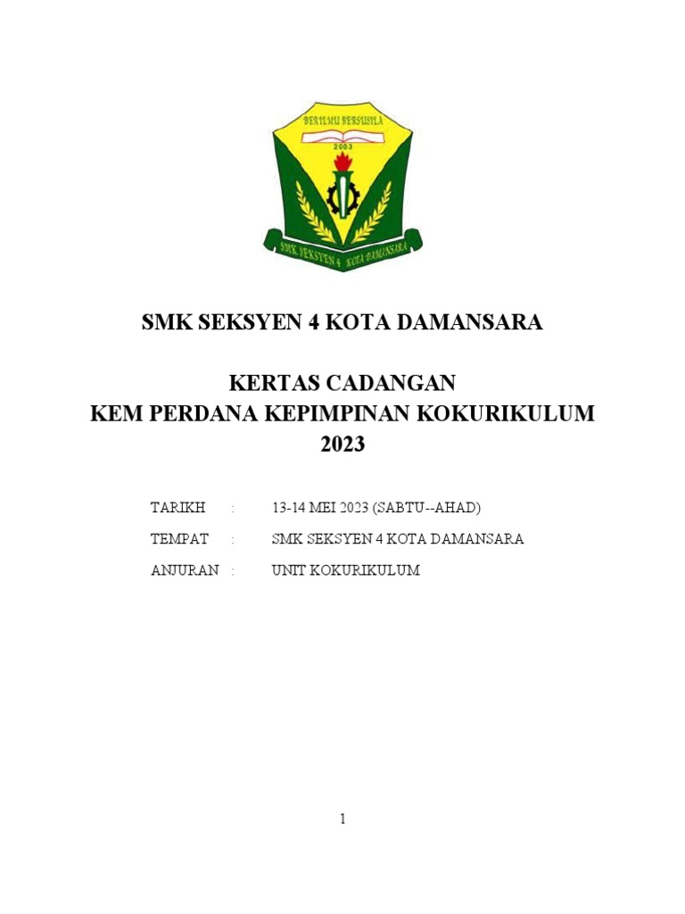 Kem Kepimpinan Kokurikulum 2023 | PDF