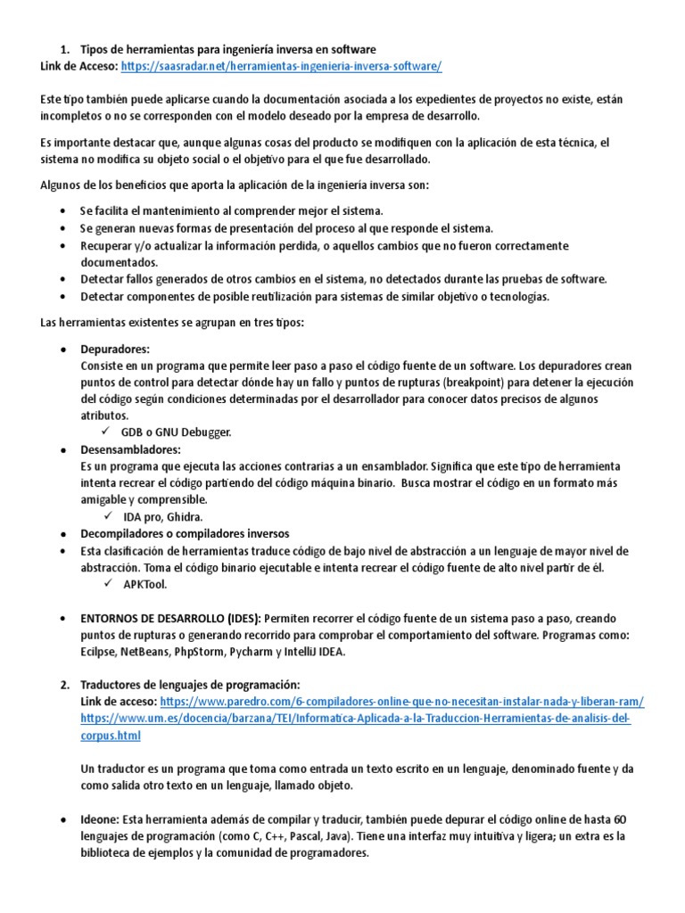 Herramientas para Ingeniería Inversa en Software | PDF | Entorno de ...