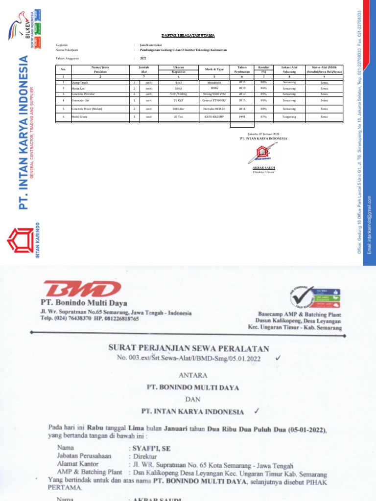 Daftar Peralatan Utama PDF | PDF