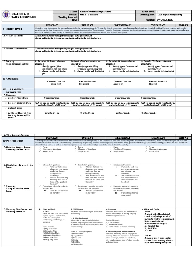 DLP TLE7 EIM Q3 Feb 27 - Mar 3, 2023 | PDF | Fuse (Electrical) | Drill