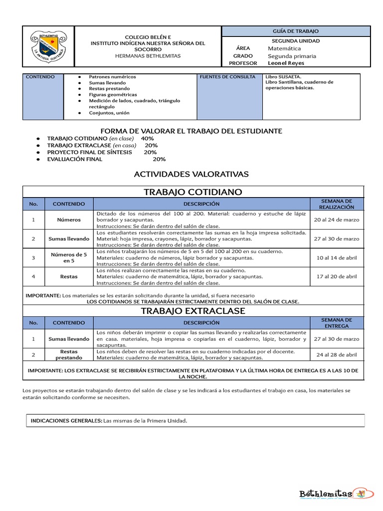 Guía Matemática 2da Primaria | PDF
