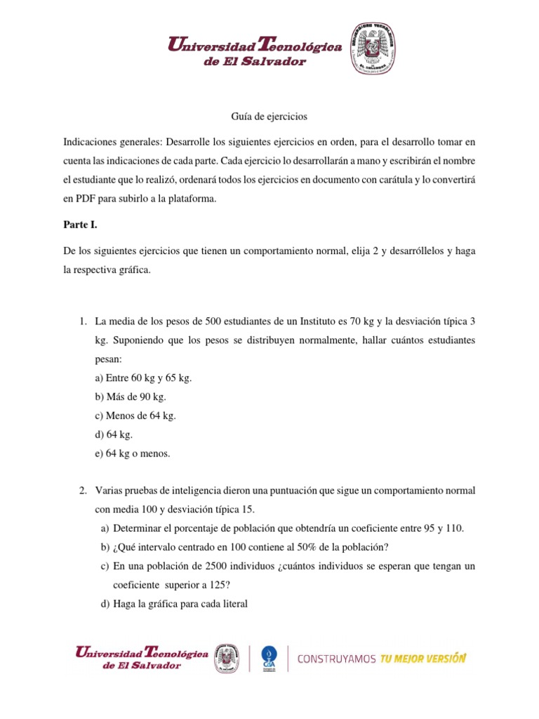 Guia de Ejercicios N°2 | PDF | Desviación Estándar | Diferencia