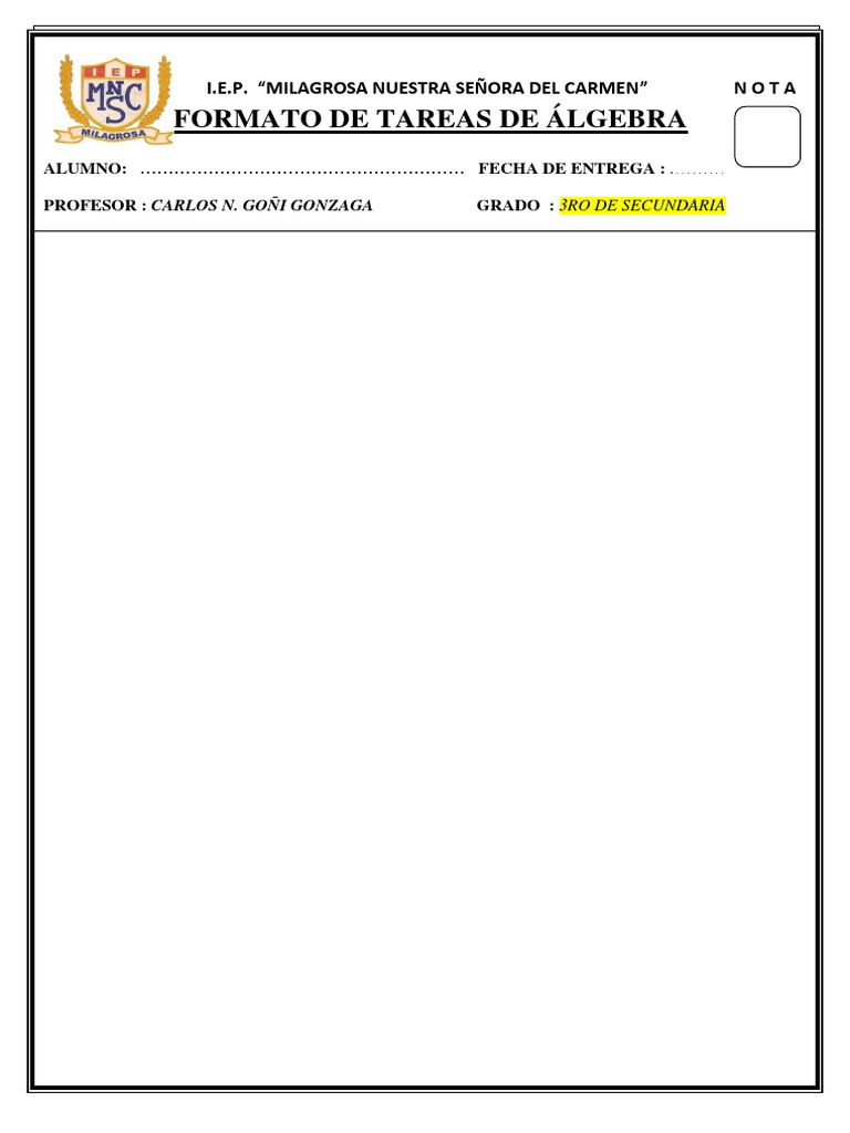 3ro de Secundaria ALGEBRA | PDF